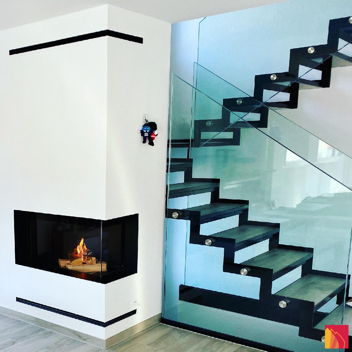 M-Design Luna Diamond 1100CL - CR - Cheminée à Bois - Vitre latérale